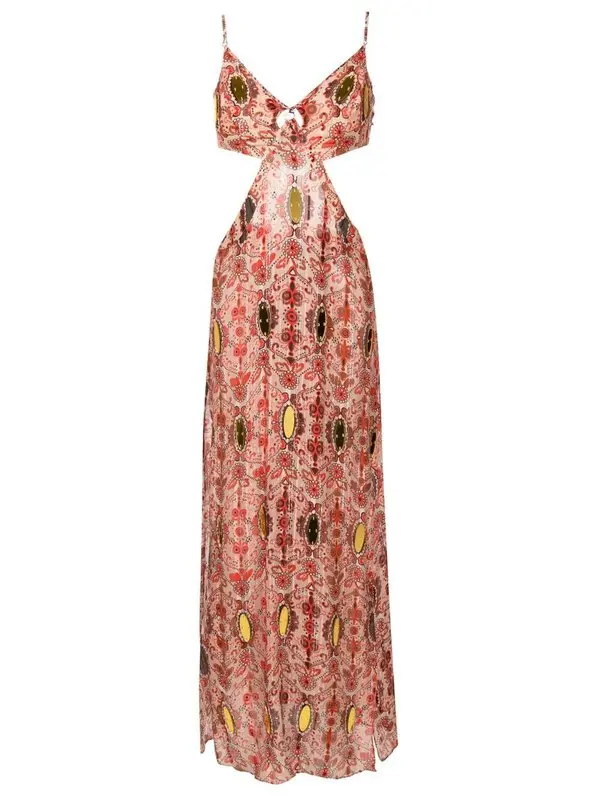 AMIR SLAMA Floral-print Cut-out Maxi Dress
