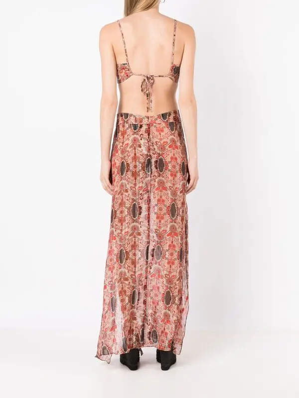 AMIR SLAMA Floral-print Cut-out Maxi Dress