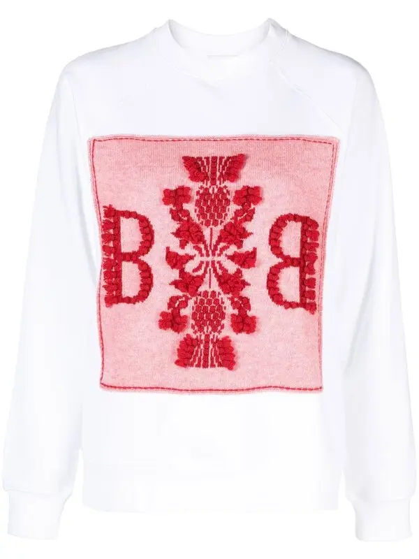BARRIE Embroidered Panelled Sweatshirt - White