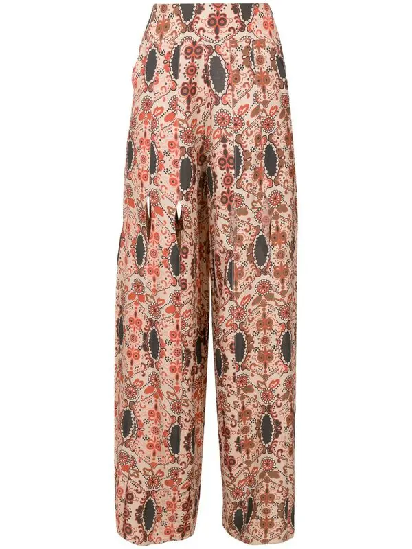 AMIR SLAMA Floral-print Flared Trousers