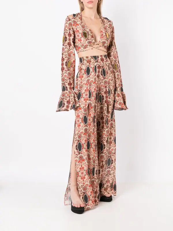 AMIR SLAMA Floral-print Flared Trousers