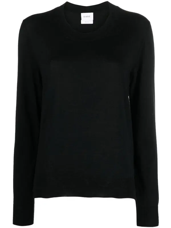 BARRIE Crew Neck Cashmere Jumper - Black