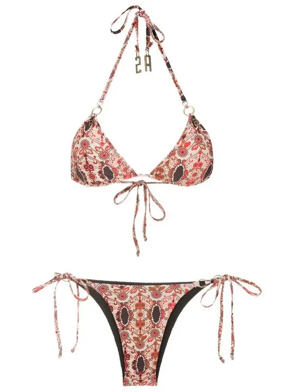 AMIR SLAMA Floral Print Halterneck Bikini - Multicolour