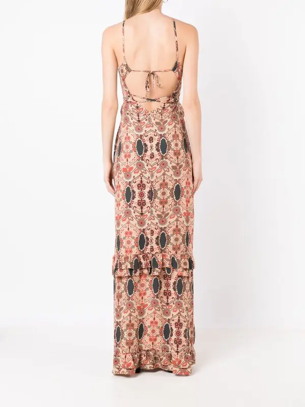 AMIR SLAMA Floral-print Halterneck Maxi Dress