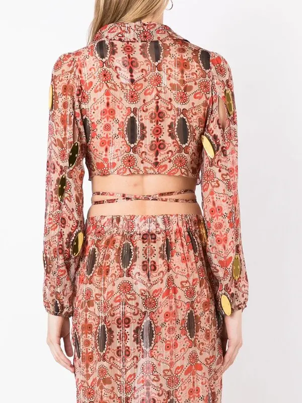 AMIR SLAMA Floral-print Cropped Blouse