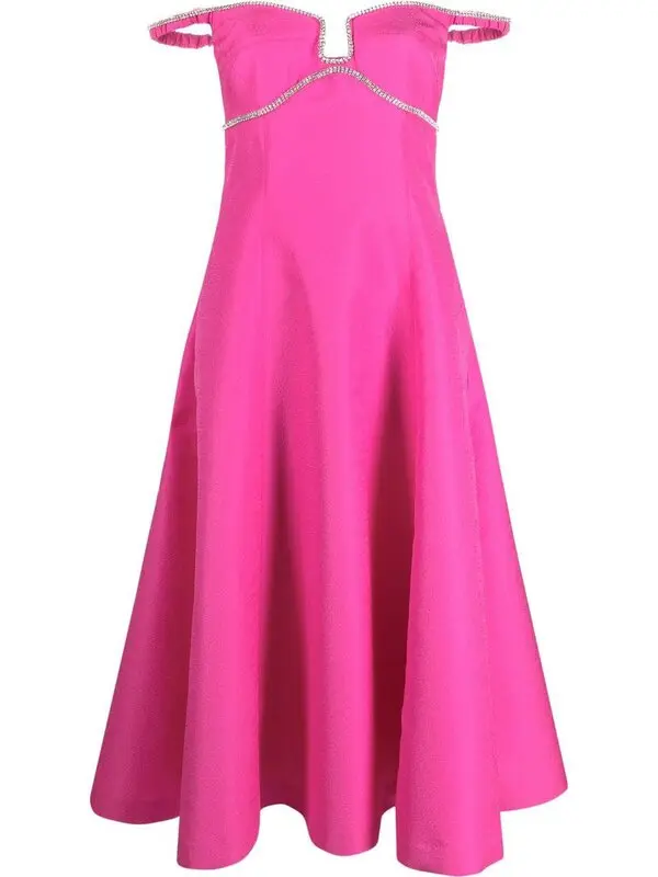 SELF-PORTRAIT Off-shoulder Flared Midi Dress