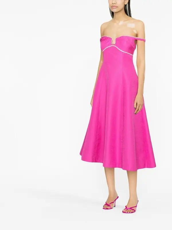 SELF-PORTRAIT Off-shoulder Flared Midi Dress
