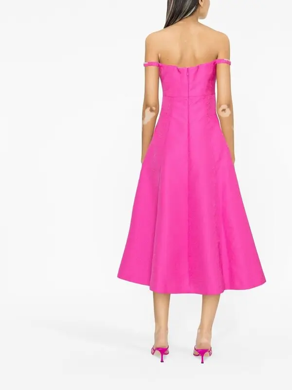 SELF-PORTRAIT Off-shoulder Flared Midi Dress