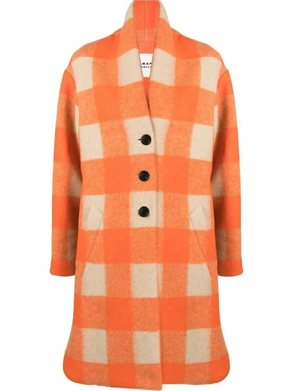 MARANT ETOILE Gabriel Checked Coat - Orange