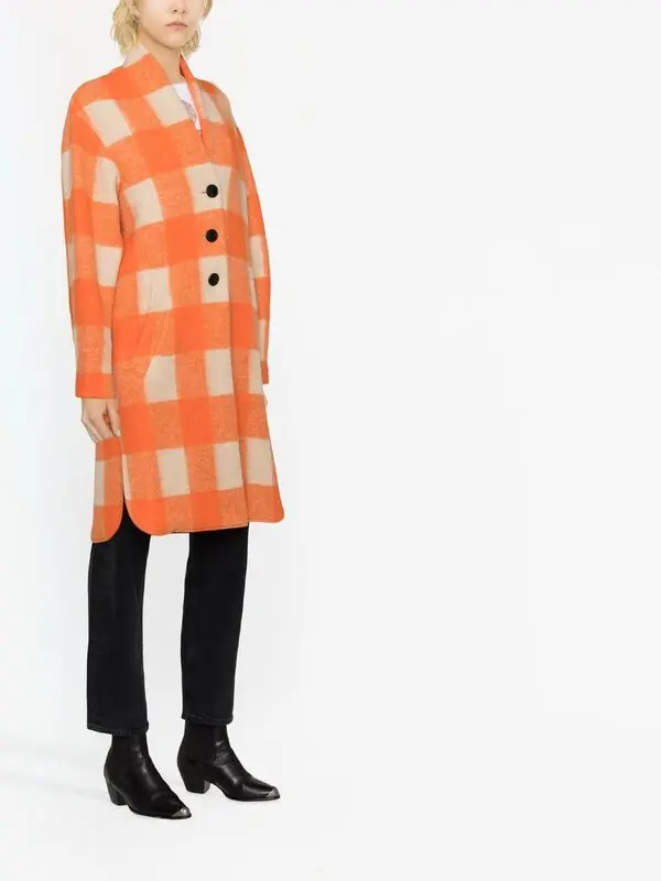 MARANT ETOILE Gabriel Checked Coat - Orange