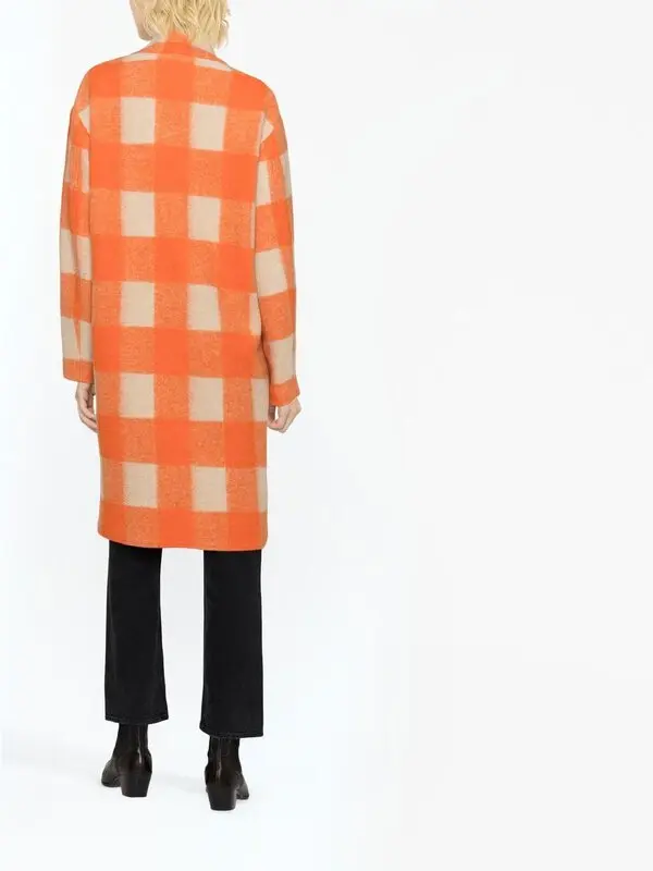 MARANT ETOILE Gabriel Checked Coat - Orange