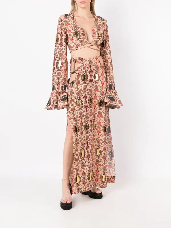 AMIR SLAMA Floral-print High-waisted Skirt