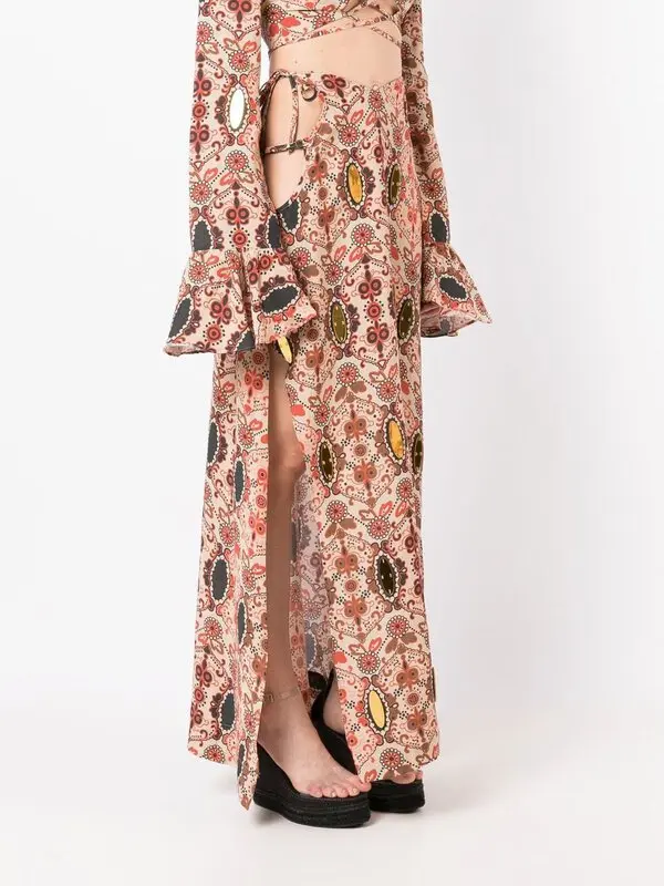 AMIR SLAMA Floral-print High-waisted Skirt