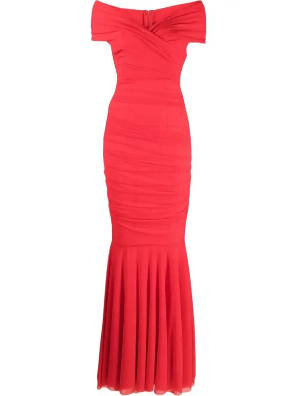 Talbot Runhof Fitted Bardot Gown
