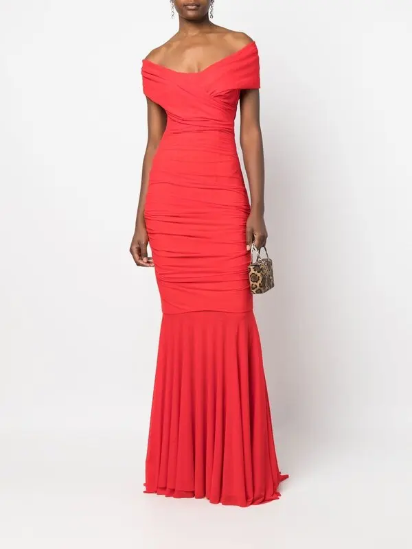 Talbot Runhof Fitted Bardot Gown