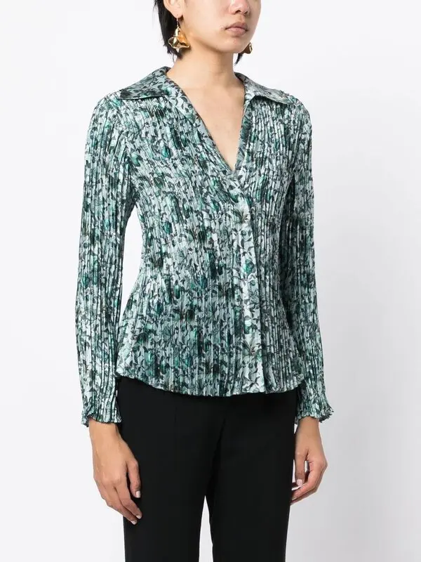 Vince Blooms Pleated Shirt - Green
