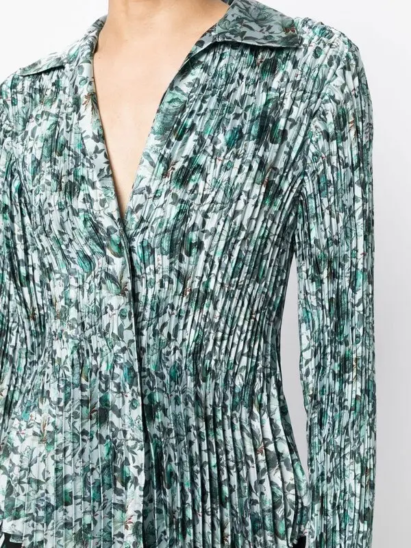 Vince Blooms Pleated Shirt - Green