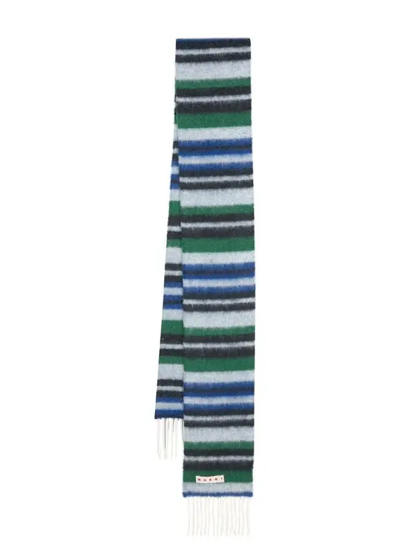 Marni Fringed Colour-block Scarf - Blue
