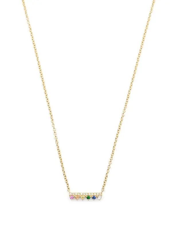Ef Collection 14kt Yellow Chloe Bar Diamond Gemstone Pendant Necklace - Gold