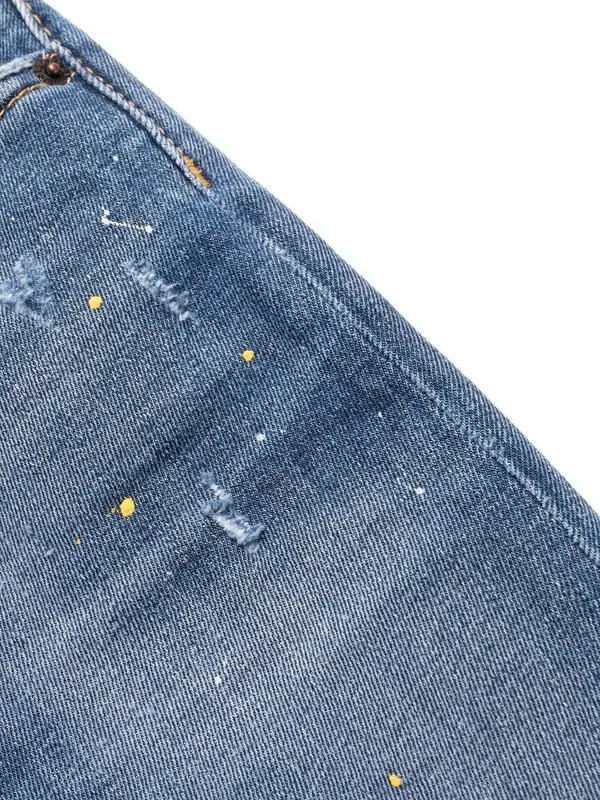 Dsquared2 Paint Splatter Skinny Cropped Jeans