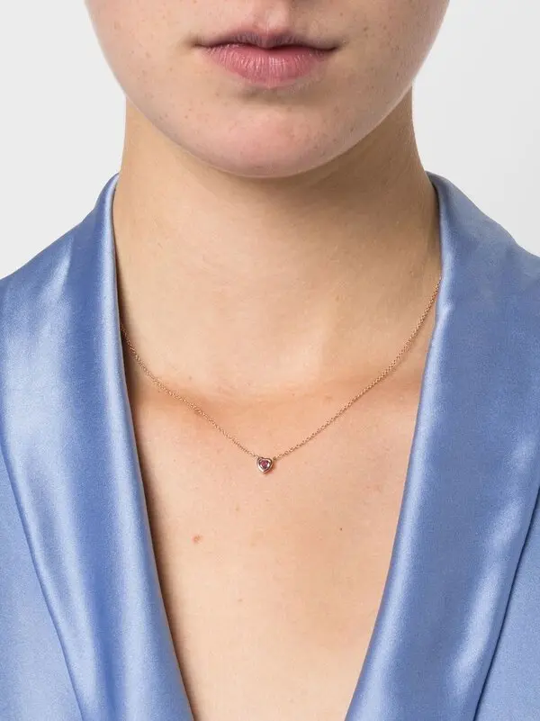 Ef Collection 14kt Rose Gold Heart Sapphire Necklace