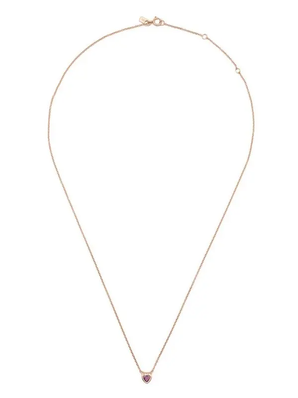 Ef Collection 14kt Rose Gold Heart Sapphire Necklace