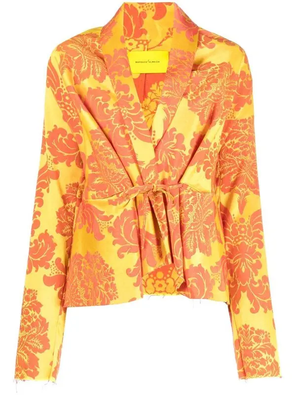 MARQUES' ALMEIDA Floral Print Tie-front Jacket - Yellow