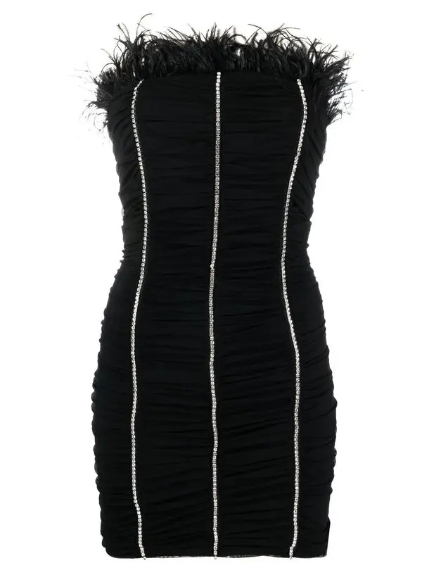 Patrizia Pepe Crystal-embellished Feather-detail Dress