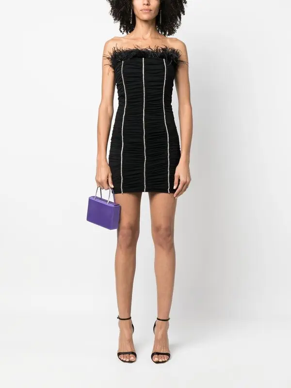 Patrizia Pepe Crystal-embellished Feather-detail Dress