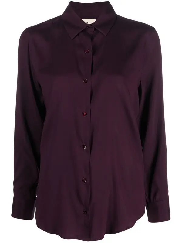 PAULA Scarf-detail Stretch-silk Shirt - Purple