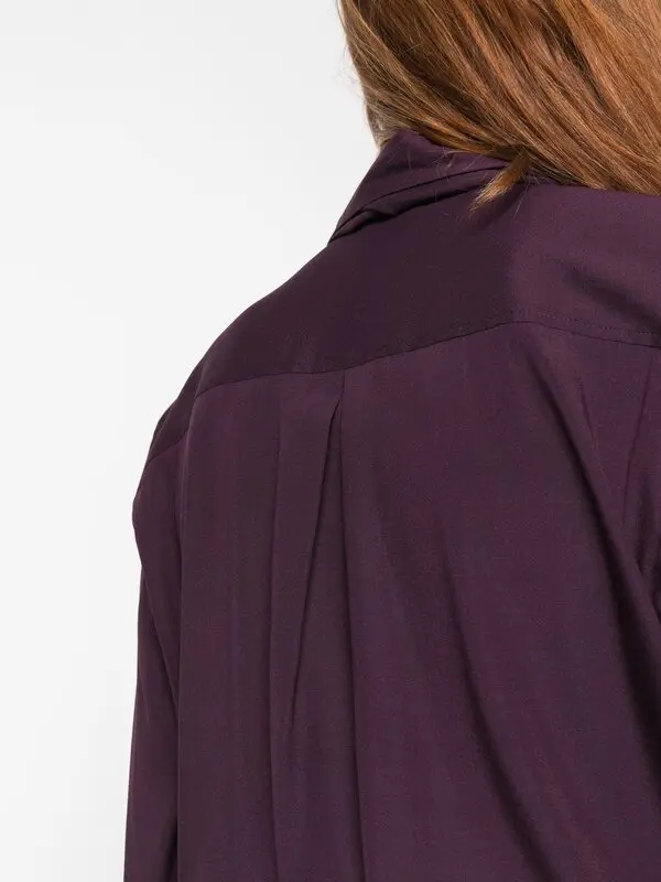 PAULA Scarf-detail Stretch-silk Shirt - Purple