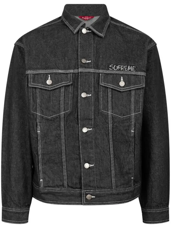 Supreme X Smurfs Denim Trucker Jacket - Black
