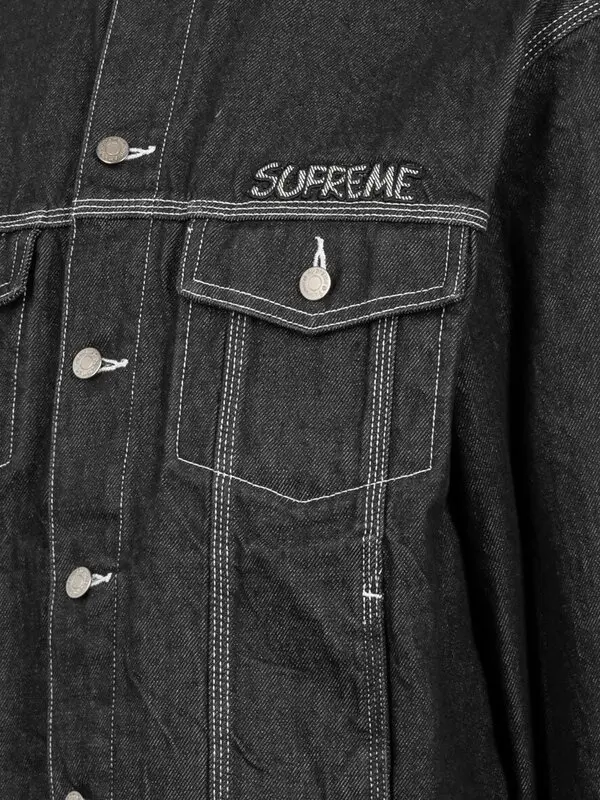 Supreme X Smurfs Denim Trucker Jacket - Black