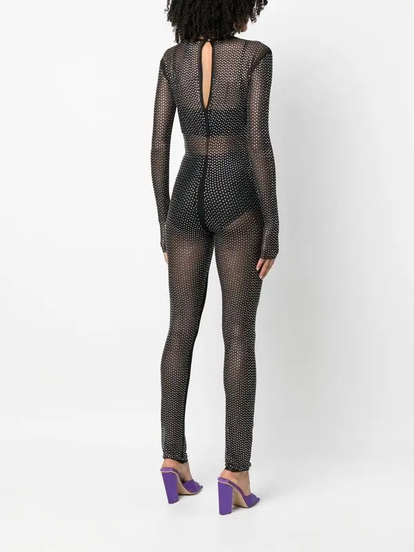 Patrizia Pepe Sheer Crystal-embellished Jumpsuit