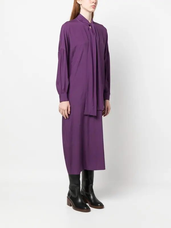 PAULA Scarf-detail Midi Dress - Purple