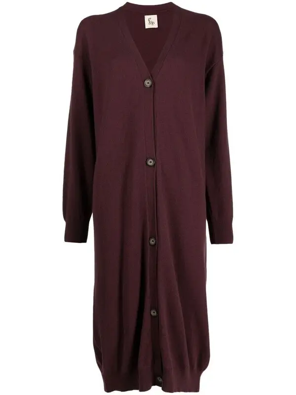 PAULA Long-length Cashmere Cardigan - Purple