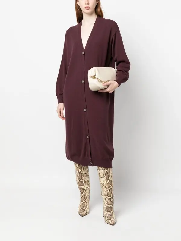PAULA Long-length Cashmere Cardigan - Purple