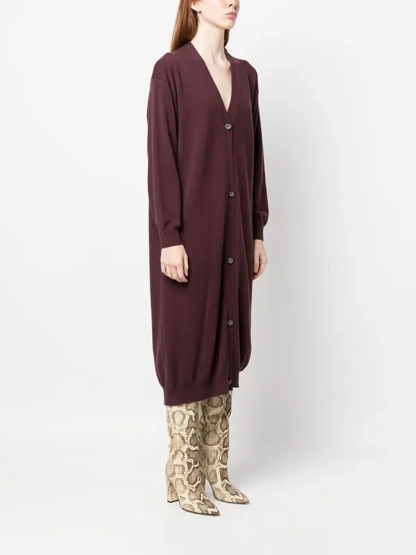 PAULA Long-length Cashmere Cardigan - Purple