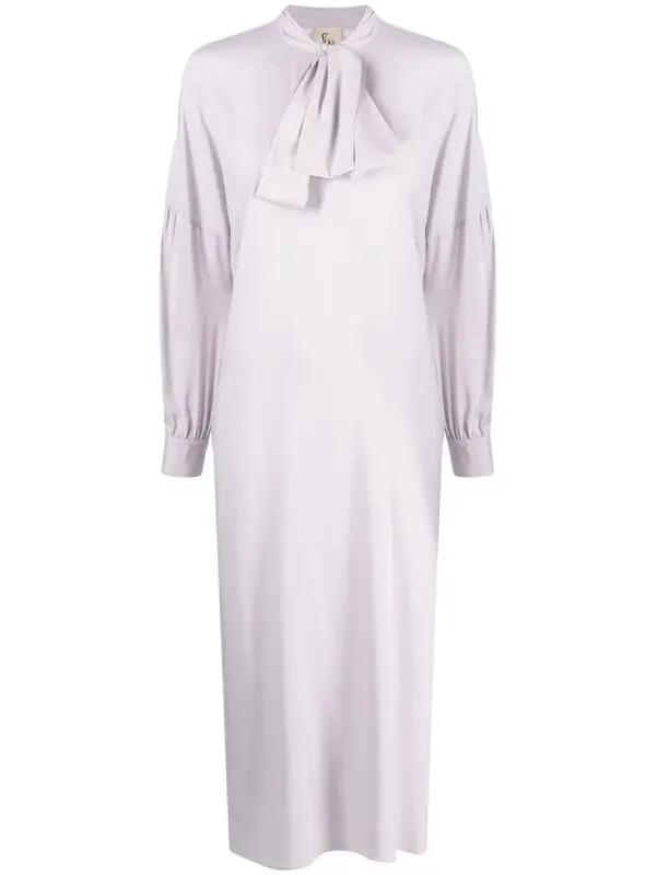 PAULA Scarf-detail Midi Dress - Purple