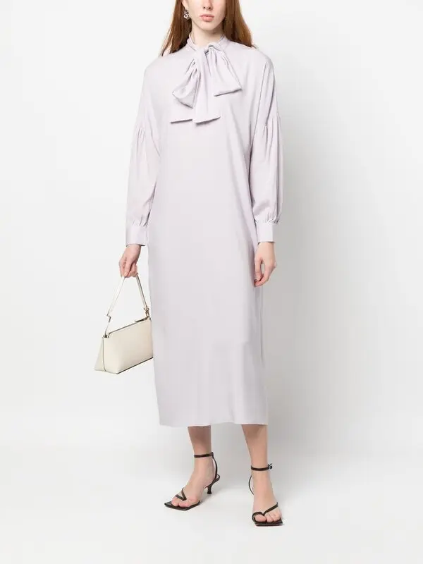 PAULA Scarf-detail Midi Dress - Purple