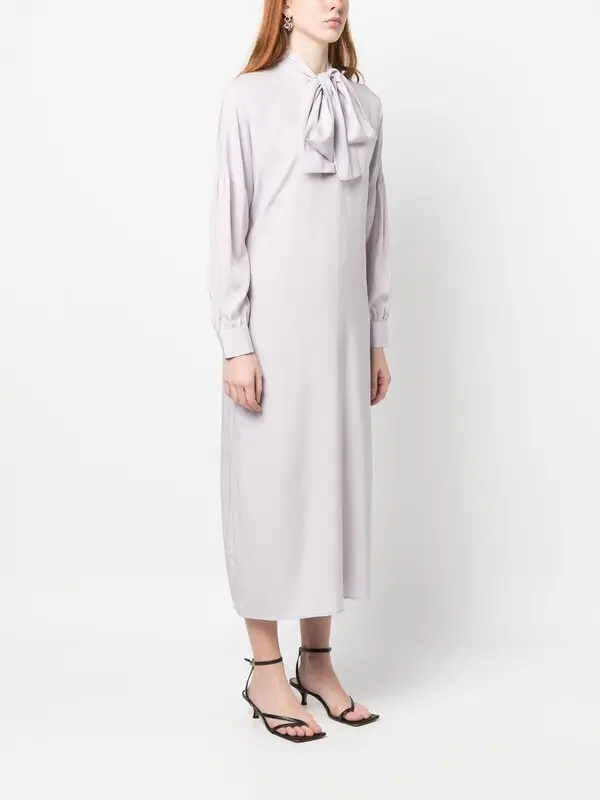 PAULA Scarf-detail Midi Dress - Purple