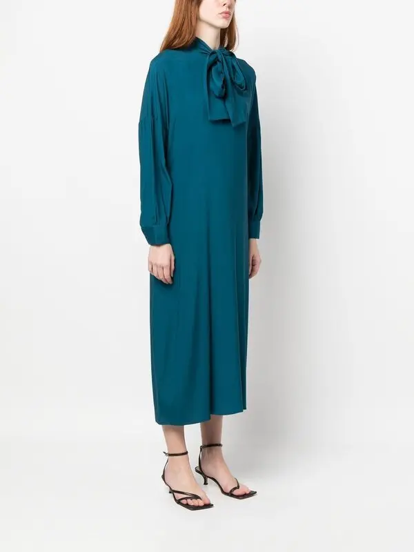 PAULA S Scarf-detail Midi Dress - Blue