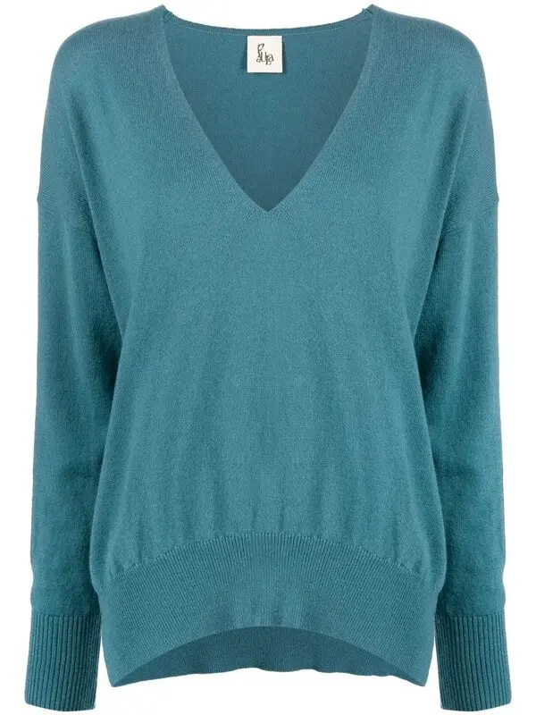PAULA V-neck Cashmere Jumper - Blue