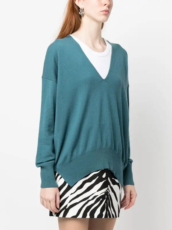 PAULA V-neck Cashmere Jumper - Blue