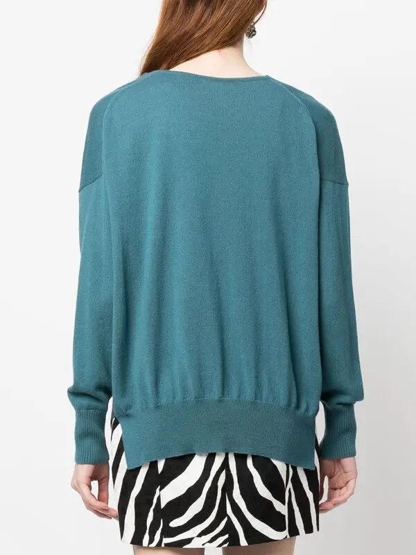 PAULA V-neck Cashmere Jumper - Blue