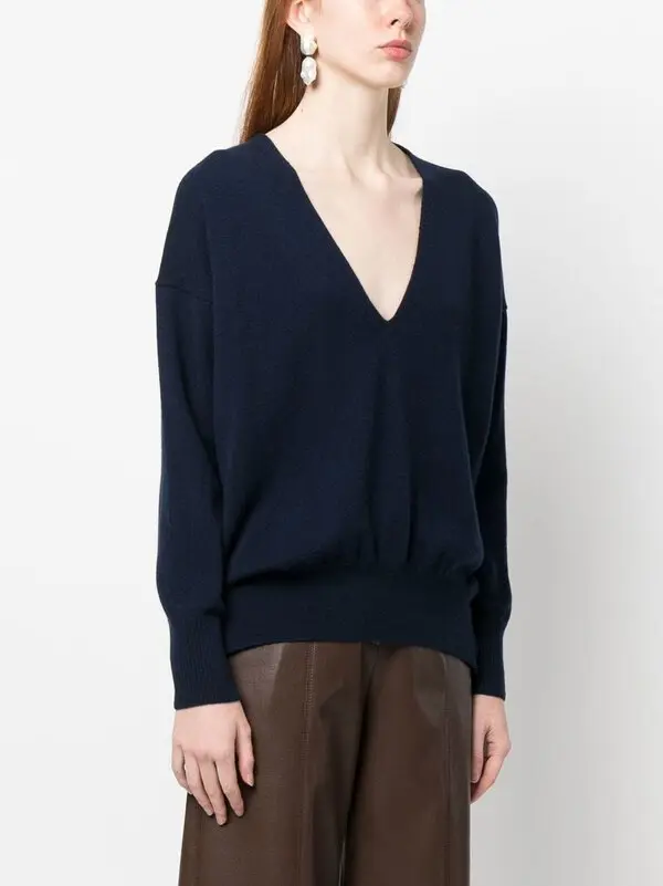 PAULA V-neck Cashmere Sweater - Blue