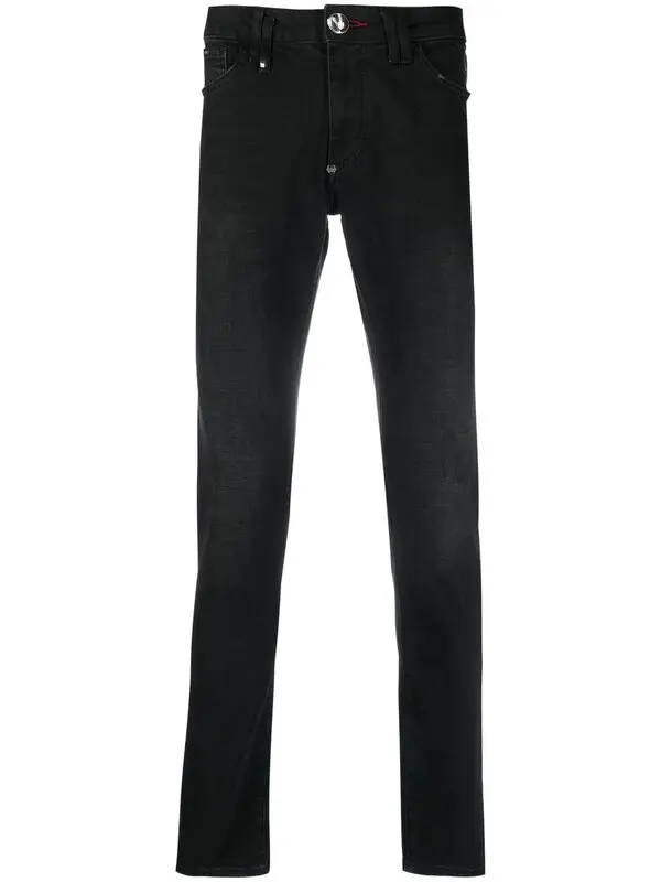 Philipp Plein Logo-plaque Slim-leg Jeans - Black