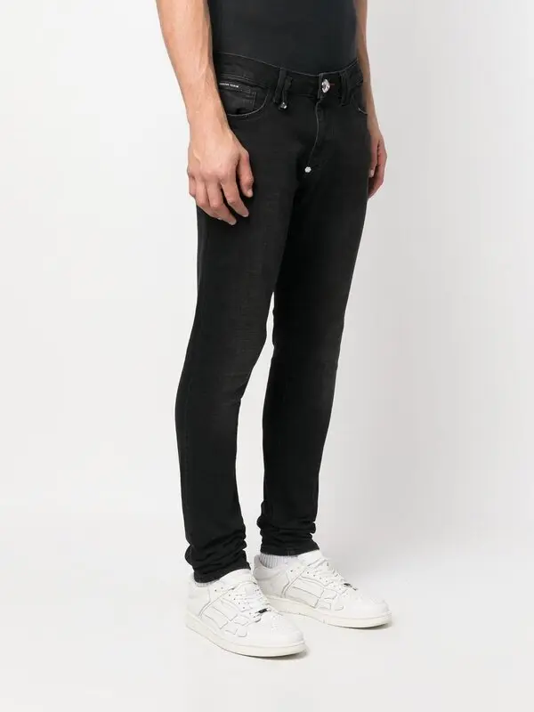 Philipp Plein Logo-plaque Slim-leg Jeans - Black
