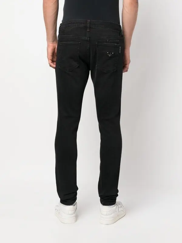 Philipp Plein Logo-plaque Slim-leg Jeans - Black