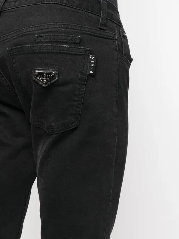 Philipp Plein Logo-plaque Slim-leg Jeans - Black